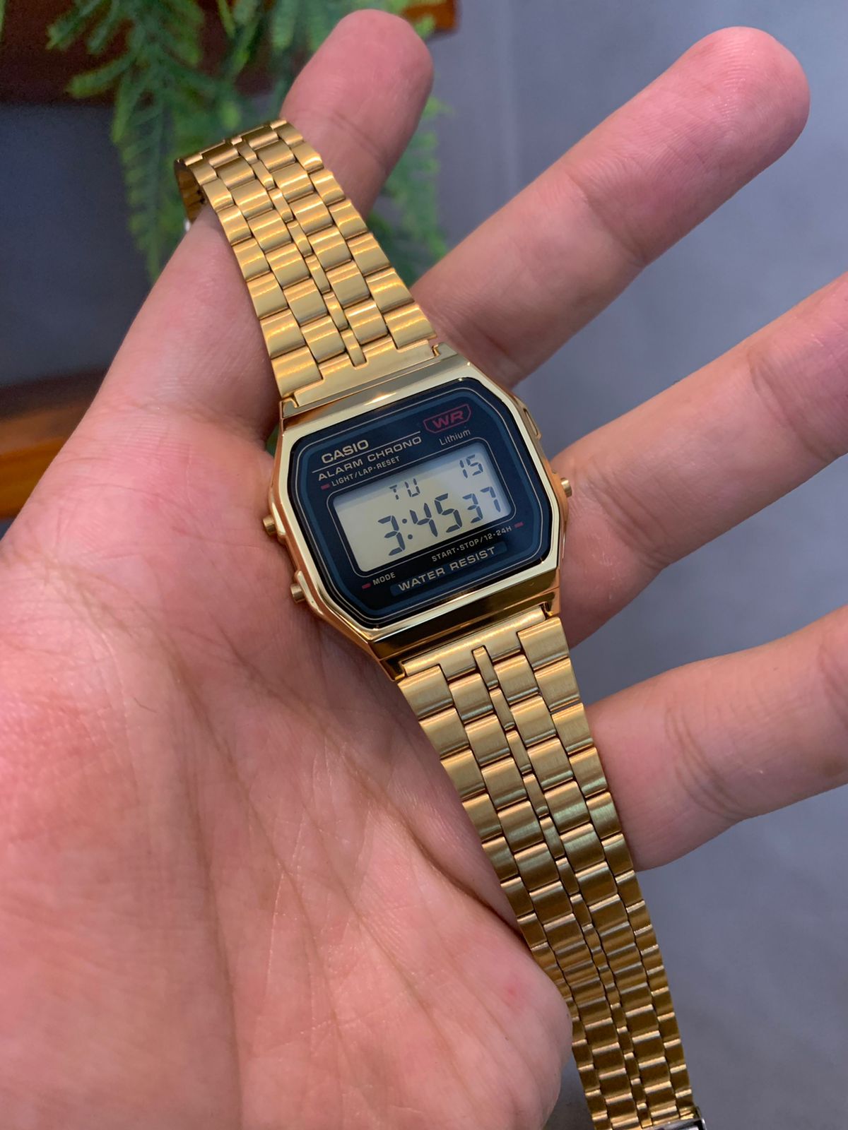 Relógio Casio Digital Dourado Vintage Retro Quadrado A159WGEA-1DF 593 ...