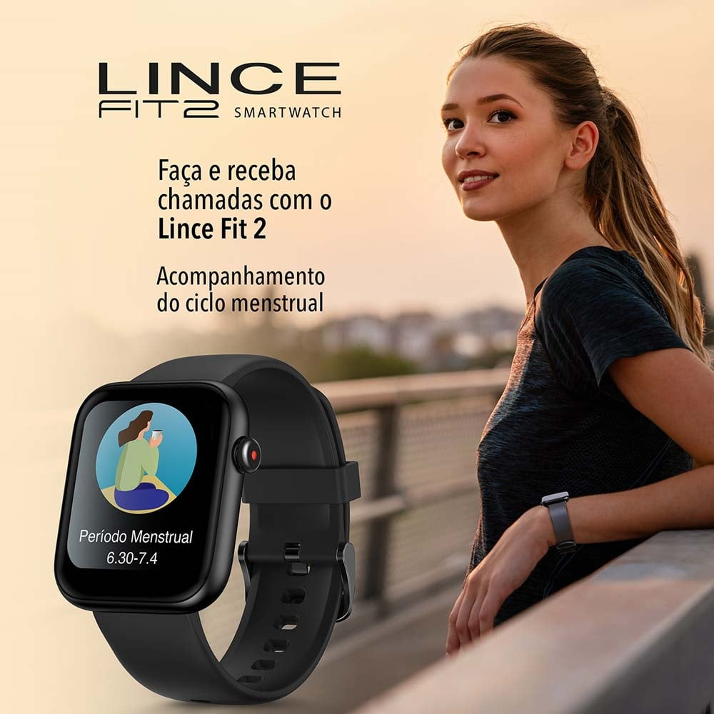 Relógio Smartwatch Lince Fit 2 Preto Esportivo inteligente troca ...